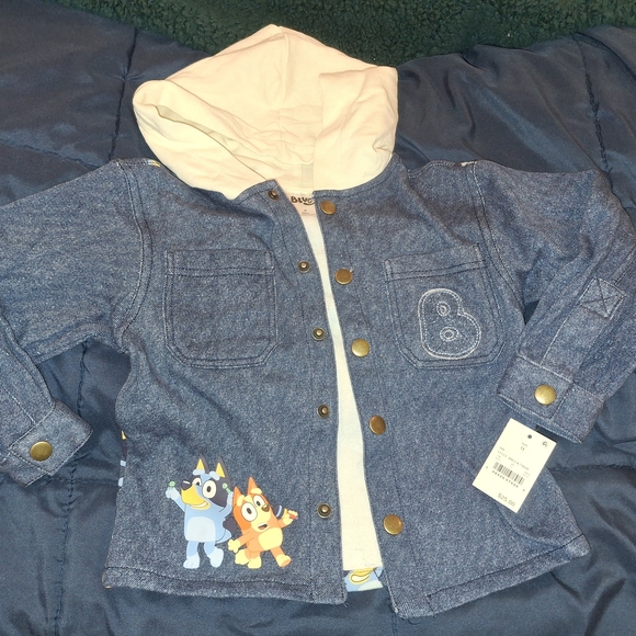 Bluey | Jackets & Coats | Toddler 3t Bluey Denim Jacket With Cream Hood ...